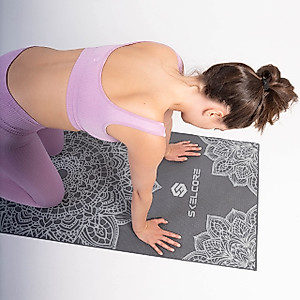 Skelcore 4mm PVC Yoga Mat with Non-Slip Honeycomb Texture for Enhanced Stability | Lightweight Exercise Mat for Pilates, Yoga, HIIT & Floor Exercises, Lotus Design