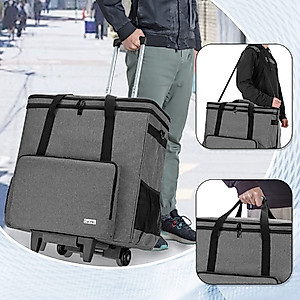 CURMIO PC Carrying Case on Wheels, Desktop Travel Bag with Detachable Trolley for PC Tower, Keyboard and Mouse, Gray (Bag Only, Patented Design)