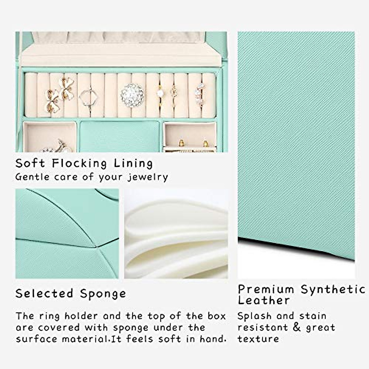 Vlando Princess Style Jewelry Box Half-Moon Design, Fabulous Girls Gift (Green)