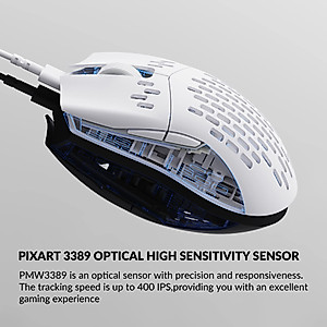 Keychron M1 Wired Gaming Mouse PMW3389 Sensor 16,000 DPI, 68g Ultra-Lightweight, On-Board Memory, RGB Backlit, PC/Mac (White)
