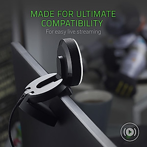 Razer Kiyo: Full HD 1080p 30FPS/720p 60FPS Computer Camera - Built-in Adjustable LED Ring Light Webcam - Advanced Autofocus - Streaming Web Camera for Gaming, Compatible with Windows and Mac (Renewed)