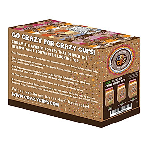 Crazy Cups Decaf Flavored Ground Coffee Variety Pack, Includes Cinnamon French Toast, Caramel Vanilla, Pumpkin Caramel Spice, in 10 oz Bags, For Brewing Flavored Hot or Iced Decaf Coffee, Variety 3 Pack
