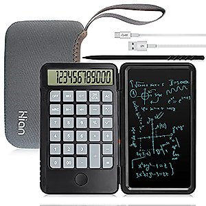 Hion Calculator,12-Digit Large Display Office Desk Calcultors with Erasable Writing Table,Rechargeable Hand held Multi-Function Mute Pocket Desktop Calculator for Basic Financial Home School,Black