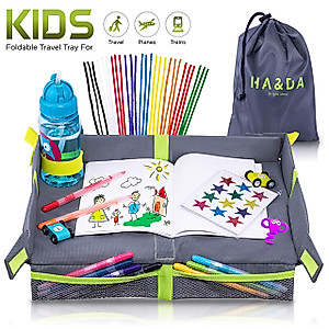 Ha&Da Foldable Kids and Adults Travel Tray Cover for Airplane Tray Table - Play Space and Snack Desk for Airplane Travel. Toddlers and Children, Unisex - Compact Light Portable