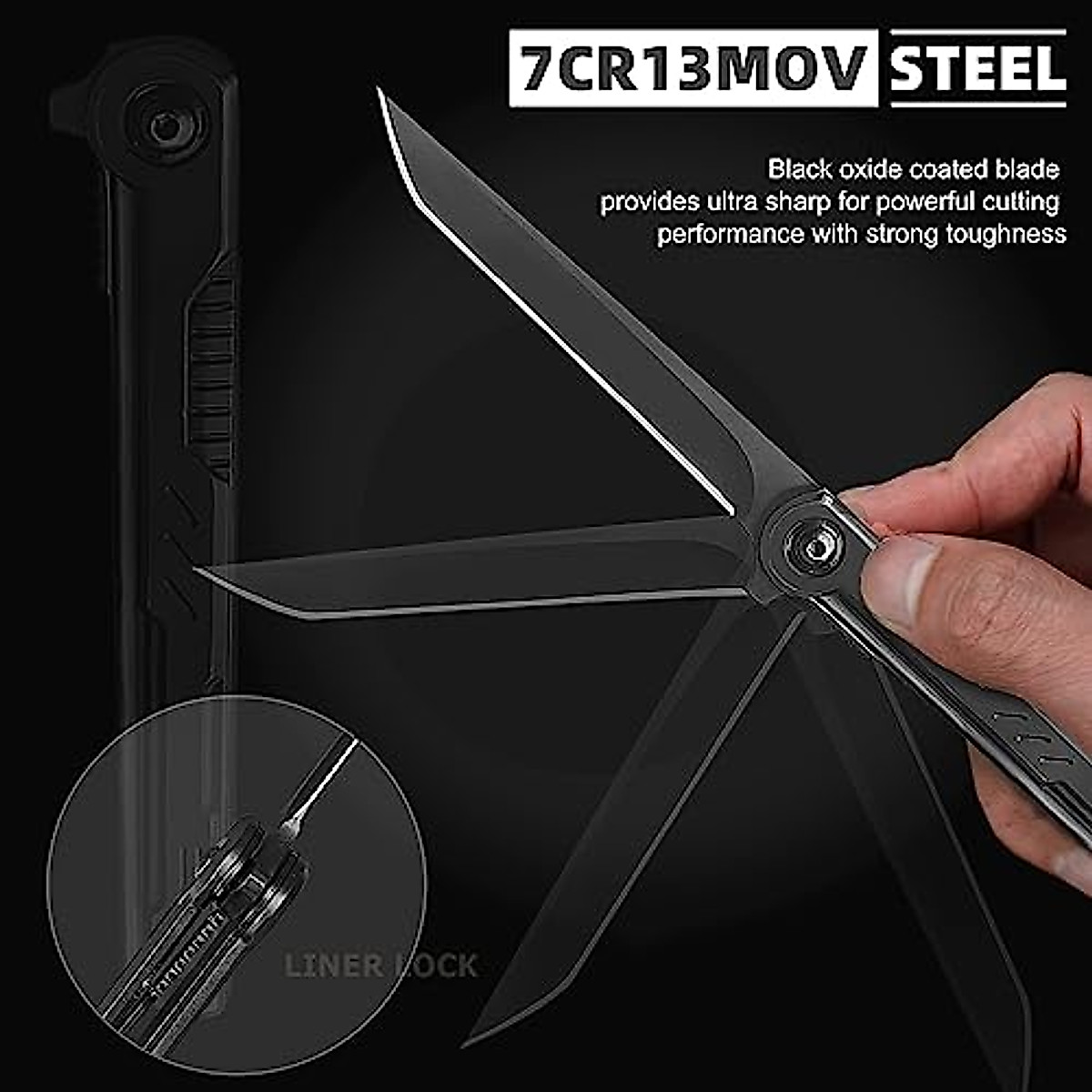 CABUGE EDC Pocket Knife for Men, Tanto Folding Knives with Clip, Slim Gentleman's Knife with Glass Breaker, Flipper Open and Liner Lock for Outdoor Survival Camping Everyday Carry