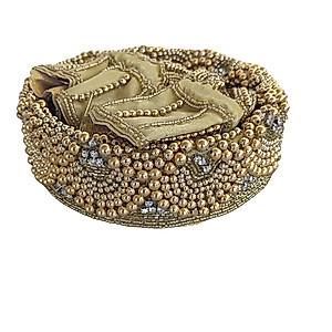 Women Handmade Beadwork Motif, Indian Potli Bag, Drawstring Bucket Bag, Bridal Evening Purse In Gold (Gold #1)