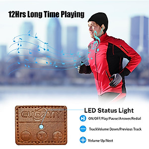 Euezmy Bluetooth Beanie for Men, Bluetooth Hat Beanie with Headphones, Winter Knit Music Hat Beanie, Things for Men, Xmas Gifts for Men Women Dad Husband, Black