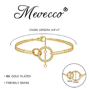 MEVECCO Women Gold Chain Bracelet, 18K Gold Plated Karma Adjustable Layered Bracelet Delicate Minimalist Handmade Bracelet for Women Jewelry