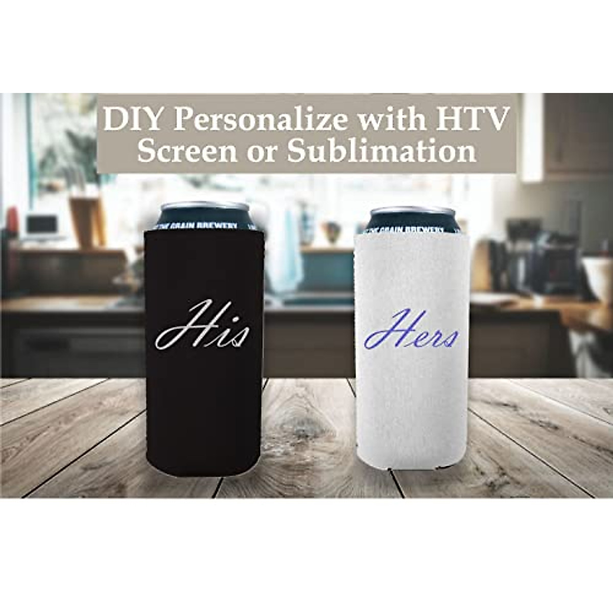 Blank Neoprene 16 oz. Can Coolie (2 Pack, Black)