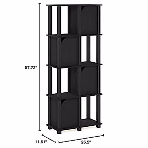 Furinno Brahms Storage Shelf, 5-Tier, Black Oak/Black