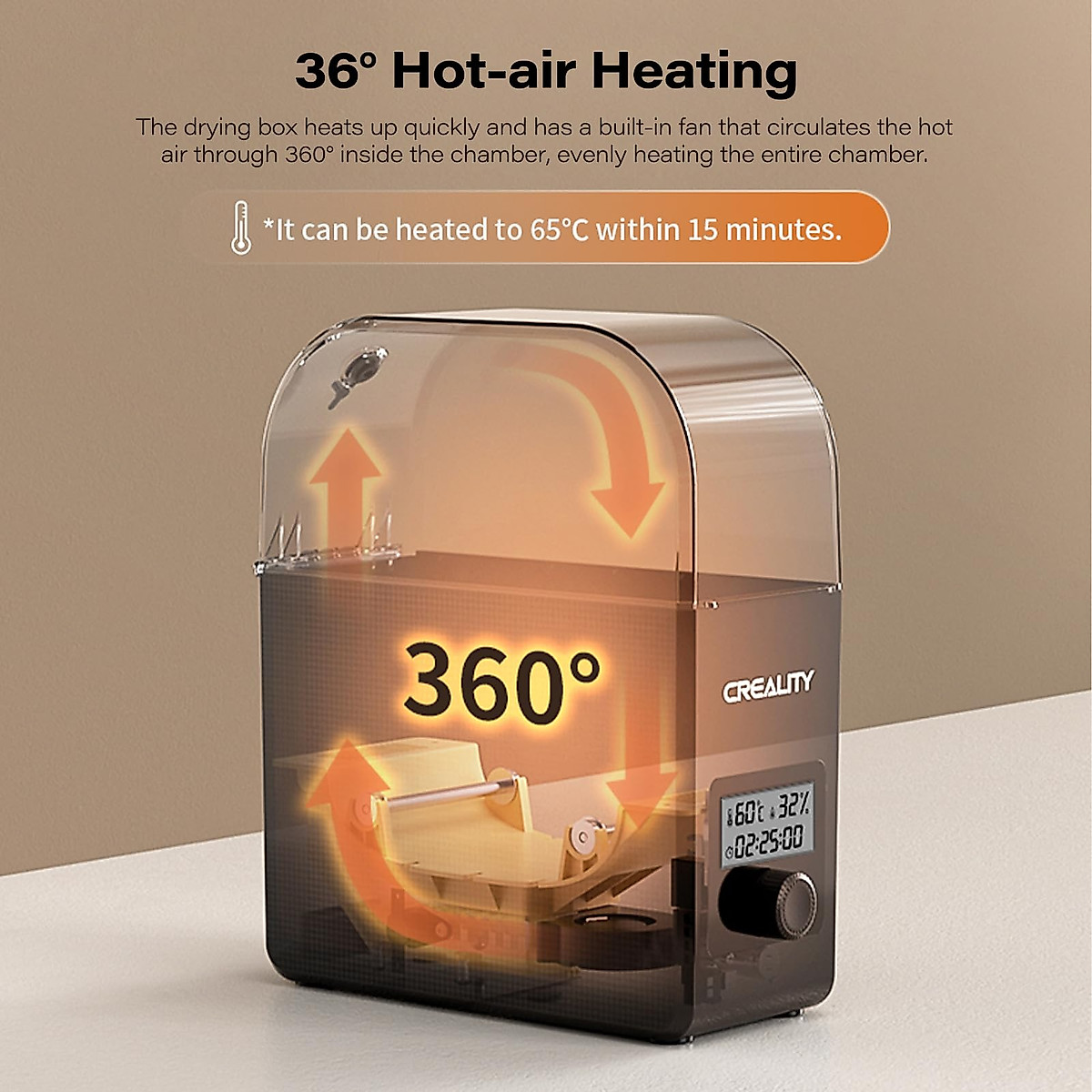 Creality Filament Dryer Box 2.0 Dehydrator Storage Drier Machine with 24h Timer Adjustable 45-65℃ Filament Spool Holder Keep Materials Dry During 3D Printing for 1.75/2.85/3.0 PLA,PETG,ABS,TPU