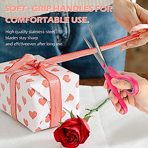 NBBRO Scissors All Purpose,8.5'' Multipurpose Scissors Bulk 3-Pack,Stainless Steel Sharp Scissors for Office Home School Sewing Fabric Craft Supplies, Red