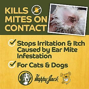 HAPPY JACK Mitex Ear Mite Treatment for Dogs & Cats (0.5 oz), Itch Relief from Constant Itching & Ear Irritation