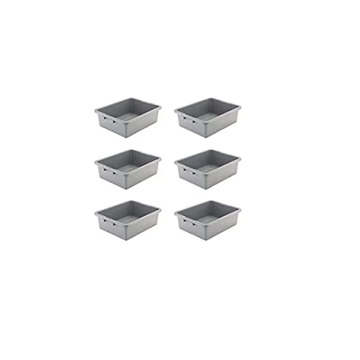 Rubbermaid Commercial Products Standard Bus/Utility Box, 7.125 Gal, Gray, Pack of 6