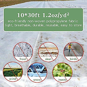 Xuwzenkl Plant Covers Freeze Protection 10 ft x 30 ft 1.2 oz/yd² Frost Cloth Garden Fabric Blankets Floating Row Cover for Outdoor Plants Vegetables for Cold Weather