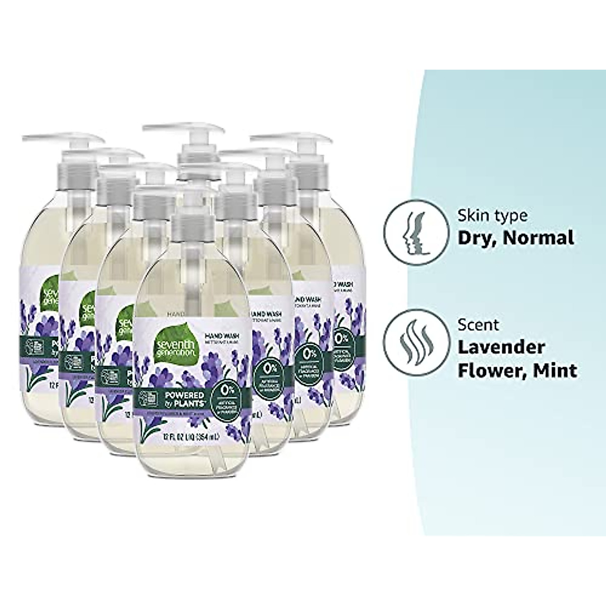 Seventh Generation Hand Soap, Lavender Flower & Mint, 12 oz, 8 Pack (Packaging May Vary)