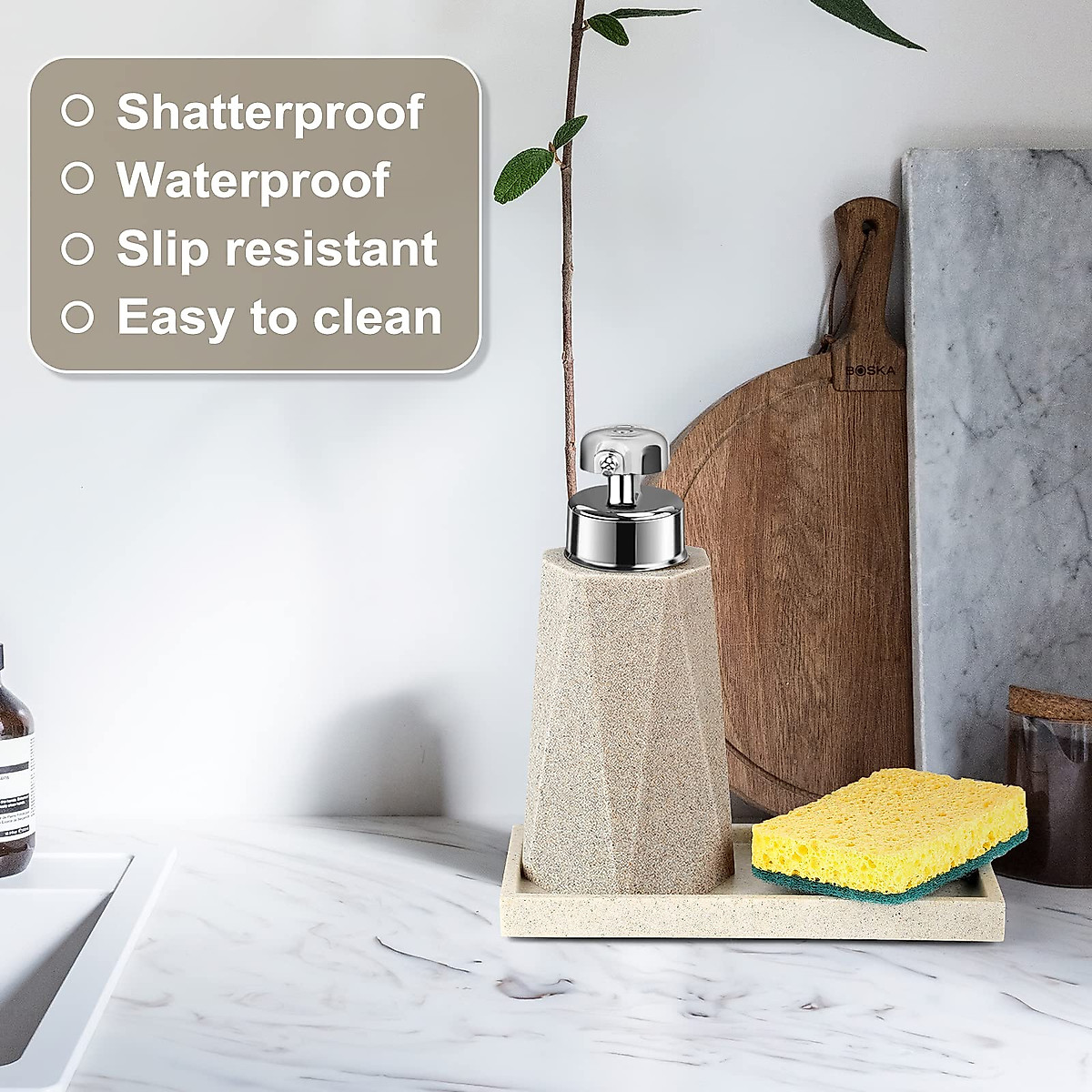 Versatile 7.4" Silicone Resin Soap Dispenser Tray for Bathroom/Kitchen/Vanity Tray, Small Tray for Countertop, Tidy Organization Solution