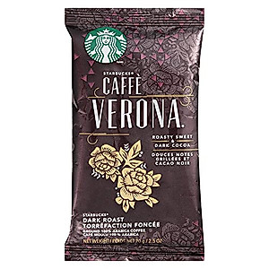 Starbucks SBK11018192 Drip-Brewing Single Pot Portions Caffe Verona Ground Coffee Packets, Dark Roast (Pack of 18)