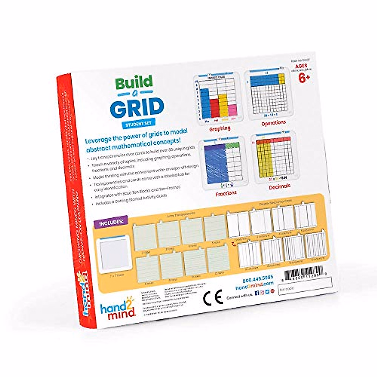 hand2mind Build-A-Grid, Dry Erase Multiplication, 3rd Grade Math, Multiplication Manipulatives, Fraction Manipulatives, Multiplication Game, Montessori Math, Homeschool Supplies (Set of 1)