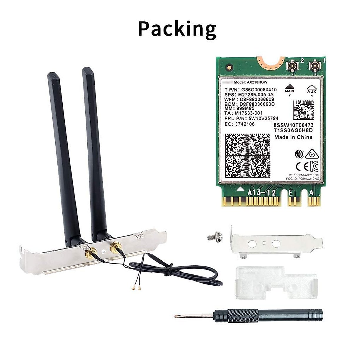 AX210 WiFi 6E WiFi Card M.2 NGFF Mini Desktop kit Adapter 6GHz BT5.2 Wireless 802.11ax 5400Mbps 2.4Ghz 5Ghz Support OFDMA MU-MIMO AX210NGW Gigabit Network Card