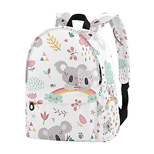 Cute Rainbow Koala School Backpack for Girls & Boys, Water Resistant Durable Casual Basic Bookbag for Students