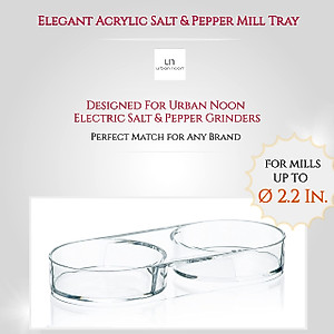 Salt and Pepper Mill Tray - Acrylic Transparent Mill Rest by urban noon - Grinders up to 2.2 inches in diameter