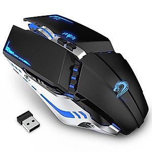 TENMOS T21 Bluetooth Mouse, 2.4G LED Dual Mode (Bluetooth 5.1+ USB) Bluetooth Wireless Mouse, Rechargeable Silent Computer Gaming Mice for Laptop, iPad, MacOS, PC, Windows, Android (Black)