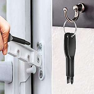 2 sets (4 pieces) Portable Keychain Screwdrivers, Mini Screwdrivers, Outdoor Emergency Gadgets (black and silver)