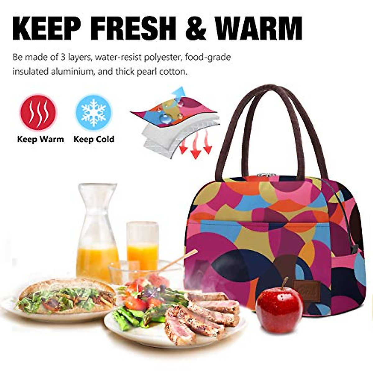 Lunch Bag for Women Adults Insulated Lunch Tote Bags Large Reusable Cooler Purse for Work Picnic Womens Lunch Box Food Containers Thermal Pack Bags Cute Lunchbox - Polka Dot 10L