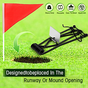 Qualirey 32 Pcs Mole Traps with Red Stick Flags Galvanized Vole Trap Mole Killer Easy to Set Reusable Weather Resistant Outdoor Gopher Trap for Lawn Yard Garden Farm (Black)