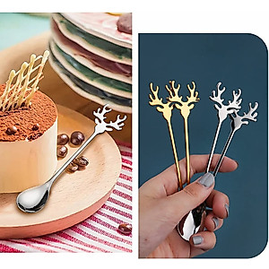 20 Pieces Stainless Steel Mini Coffee Espresso Spoon, Elk shaped spoon Flatware Dessert Teaspoons Small Soup Spoons, 5.5 inch Specialty Demitasse Stirring Spoons