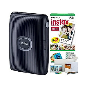 Fujifilm Instax Mini Link2 Instant Smartphone Printer (Space Blue) Bundle with Instax Mini Twin Film Pack (20-Exposures) and Instax Film Kit (3 Items)
