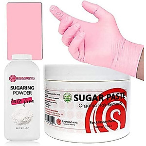 Bikini Sugaring Brazilian hair removal Package with Paste, Drying Powder, Applicator, Gloves by Sugaring NYC