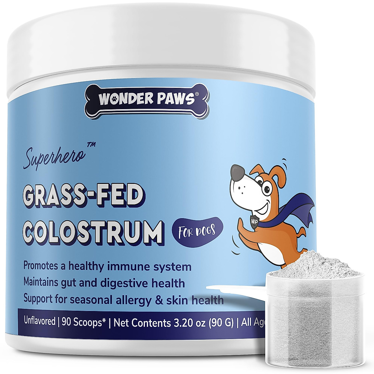 Grass-Fed Colostrum Powder Plus Mushroom Complex Powder - for Dog’s Immune Health, Skin and Allergy Relief and Vitality – Colostrum 90 Scoops - Mushroom Complex 90 Scoops