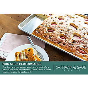 Commercial Quality Cookie Sheet Pan - 2 Pack Aluminum Half Sheet Baking Pan by Saffron & Sage Home Living - This 13x18 Baking Sheet Set is Rust & Warp Resistant, Heavy Duty, of Thick Gauge