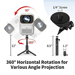 Small Portable Projector, WEWATCH 12000 Lumens Mini Projector with Tripod Stand, Native 1080P Resolution and 120" Display for Outdoor Use Compatible with TV Stick, HDMI, iOS Android Phone