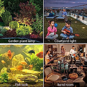 AVEKI Solar Pond Spotlights, 12 LED Solar Underwater Lights with Dual Head Waterproof Submarine Landscape Spotlight Security Lighting for Outdoor Patio Ganden Fountain Pond