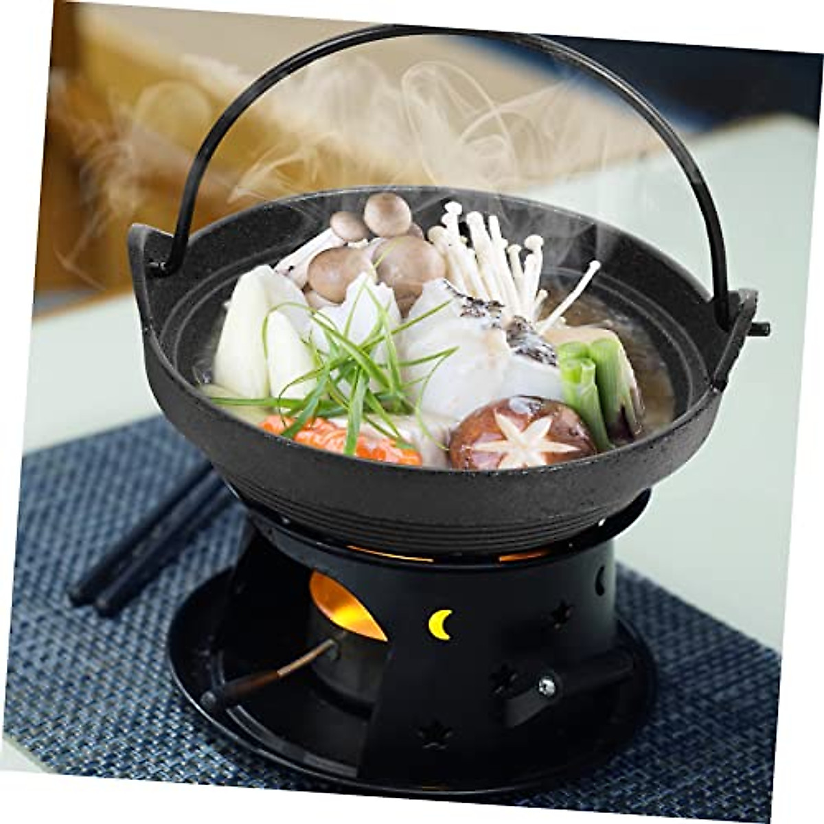 UPKOCH 1 Set Pot Outdoor Cookware Japanese Style Pot Iron Stock Pot Nabemono Hot Pot Hanging Stewpan for Hone Non-stick Pot Outdoor Saucepan Grey Korean Wood Non Stick Pan Cast Iron Pot