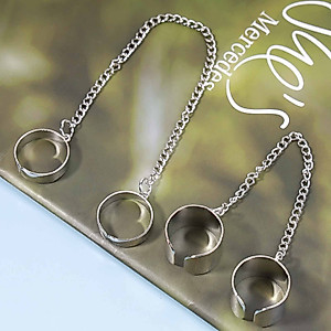 Yheakne Punk Chain Finger Rings Silver Open Cuff Rings Adjustable Knuckle Joint Rings Set Stackable Gothic Rings Statement Rings for Women and Girls Gifts