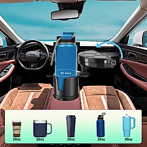 Cup-Holder Tray Drink-Holder Expander for Car - Enjoy Your Meal - Cup Holder Extender with Solid Base for Car - 7.8 inch Car Round Food Detachable Eating Tray Table and Holder for Yeti, standly, etc