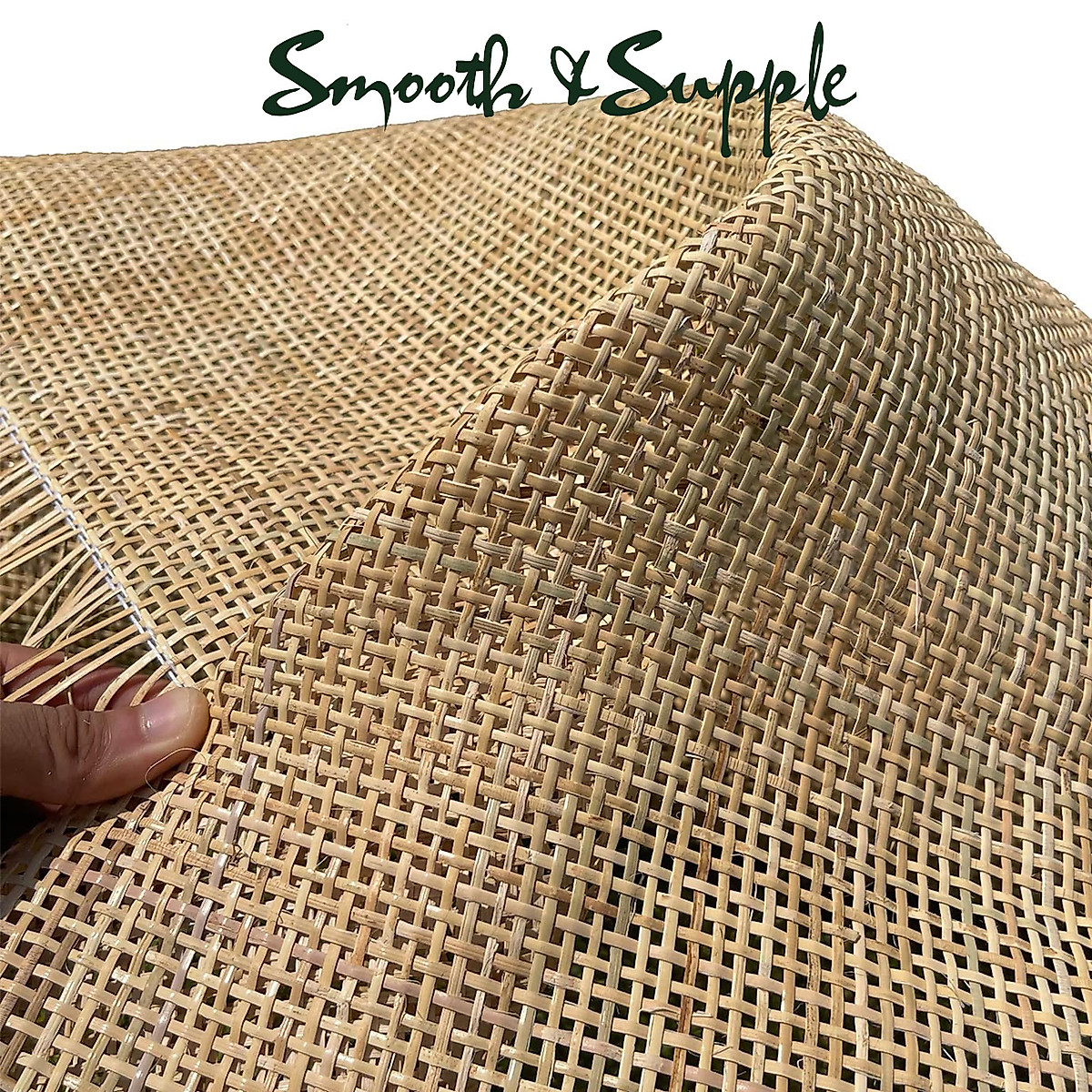 MINHKUST 16" Width Natural Square Rattan Cane Webbing Roll 8 Feet Length for Caning Projects | Pre-Woven Radio Mesh Cane Webbing Sheet for Furniture, Chair, Table, Ceiling (8 FEET)