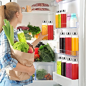 Luxfuel 18 oz Clear Glass Water Bottles with Lids, Reusable Glass Juice Bottles with Stainless Steel Cap for Juicing,Refrigerator,100% Leak Proof, BPA Free,Set of 24