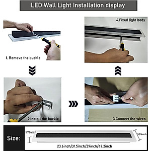RGZZUP 2Pack 71INCN Long Outdoor Modern LED Wall Light,55W Waterproof IP65 Warm White 110V led Wall Mount Lighting Fixture Rectangular Black Wall Lights Elegant Frosted White Acrylic Anti Rust