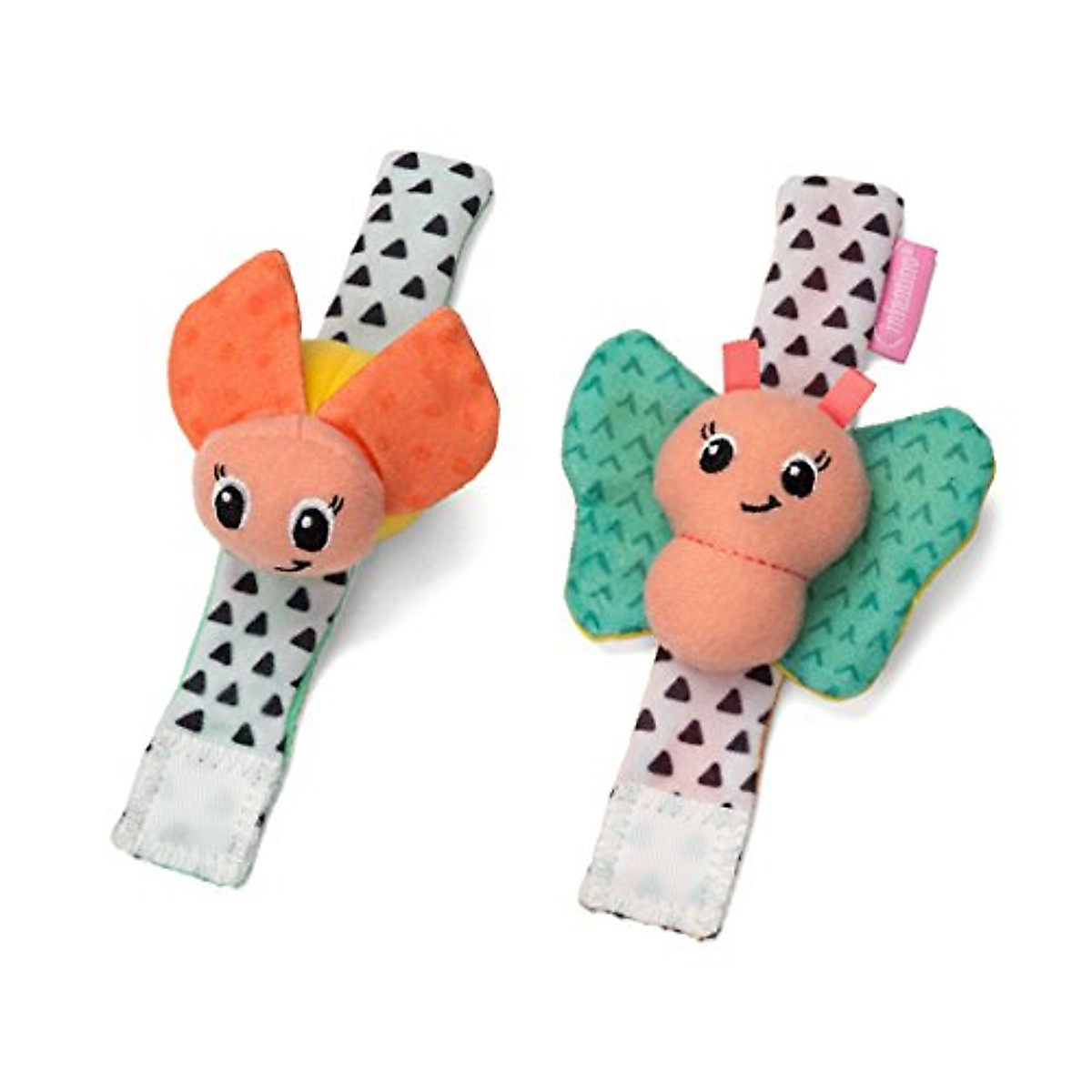 Infantino Baby Wrist Rattles, Butterfly and Lady Bug-Themed, 1-Piece Set for Babies 0M+