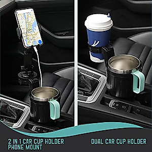 Seven Sparta Cup Holder Phone Mount for Car Cup Holder Expander Adjustable Base with 360° Rotation Cup Phone Holder for Car Compatible with iPhone Samsung Galaxy All Smartphones Upgrade 2-in-1