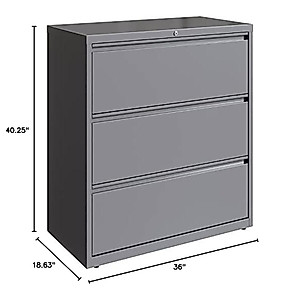 Hirsh 36" W HL10000 Series 3 Drawer Metal Lateral File Cabinet in Arctic Silver