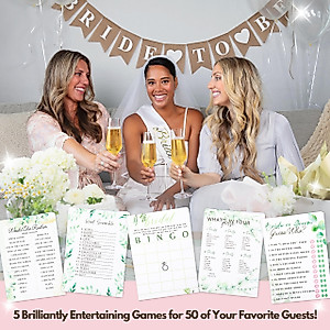 Interactive Bridal Shower Games 50 Guests - Floral Bachelorette Bridal Party Game Activities Cards - Fun Wedding Celebrations Bridal Games for Shower with Bridal Shower Bingo, Word Scramble & More