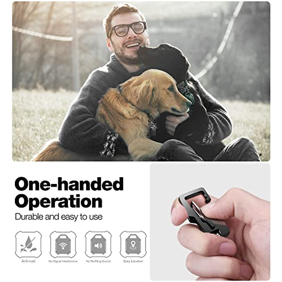 Dexnor Full-Body Shockproof Case for AirTag, Anti-Lost Protective Cover Airtag Holder Keychain with Key Ring & Carabiner for Keys, Luggage, Dog Cat Collar, Protector for Apple Air Tag (Black)