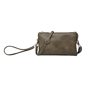 JEN & CO. Riley Vegan Leather Small Crossbody Bags Wristlet Wallets Clutch Purses Shoulder Handbag for Women, Olive