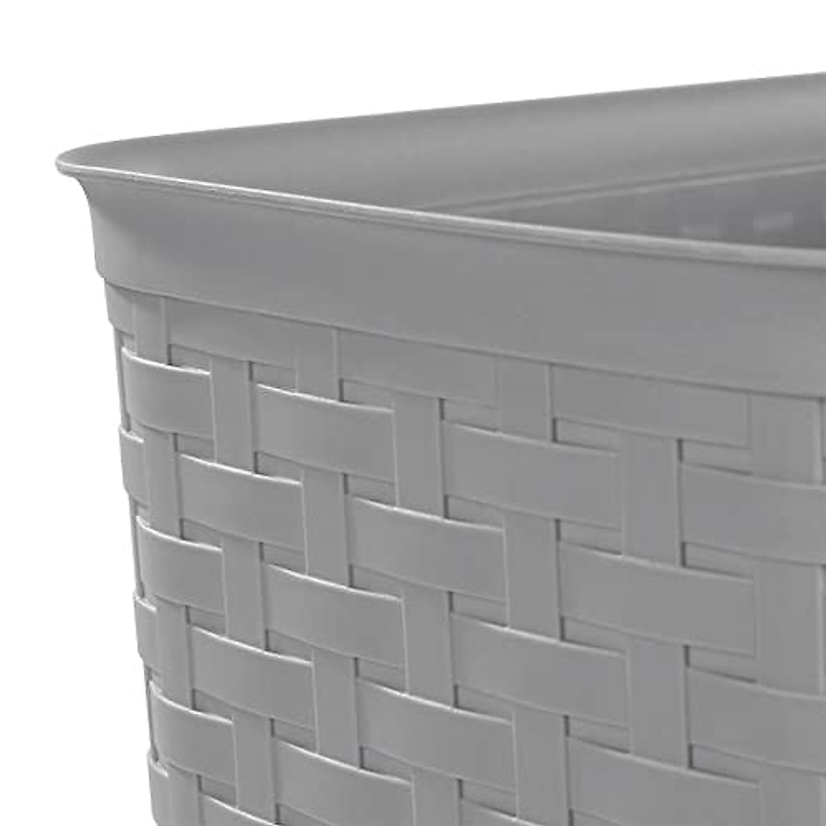Sterilite 10386A06 Weave 5.8 Gallon Plastic Home Office Bedroom Bathroom Waste Bin Basket Trash Garbage Can, Cement Gray (18 Pack)